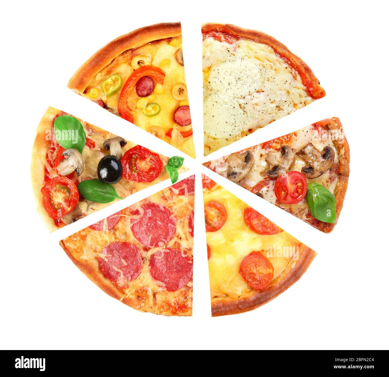 Different slices of pizza isolated on white Stock Photo - Alamy