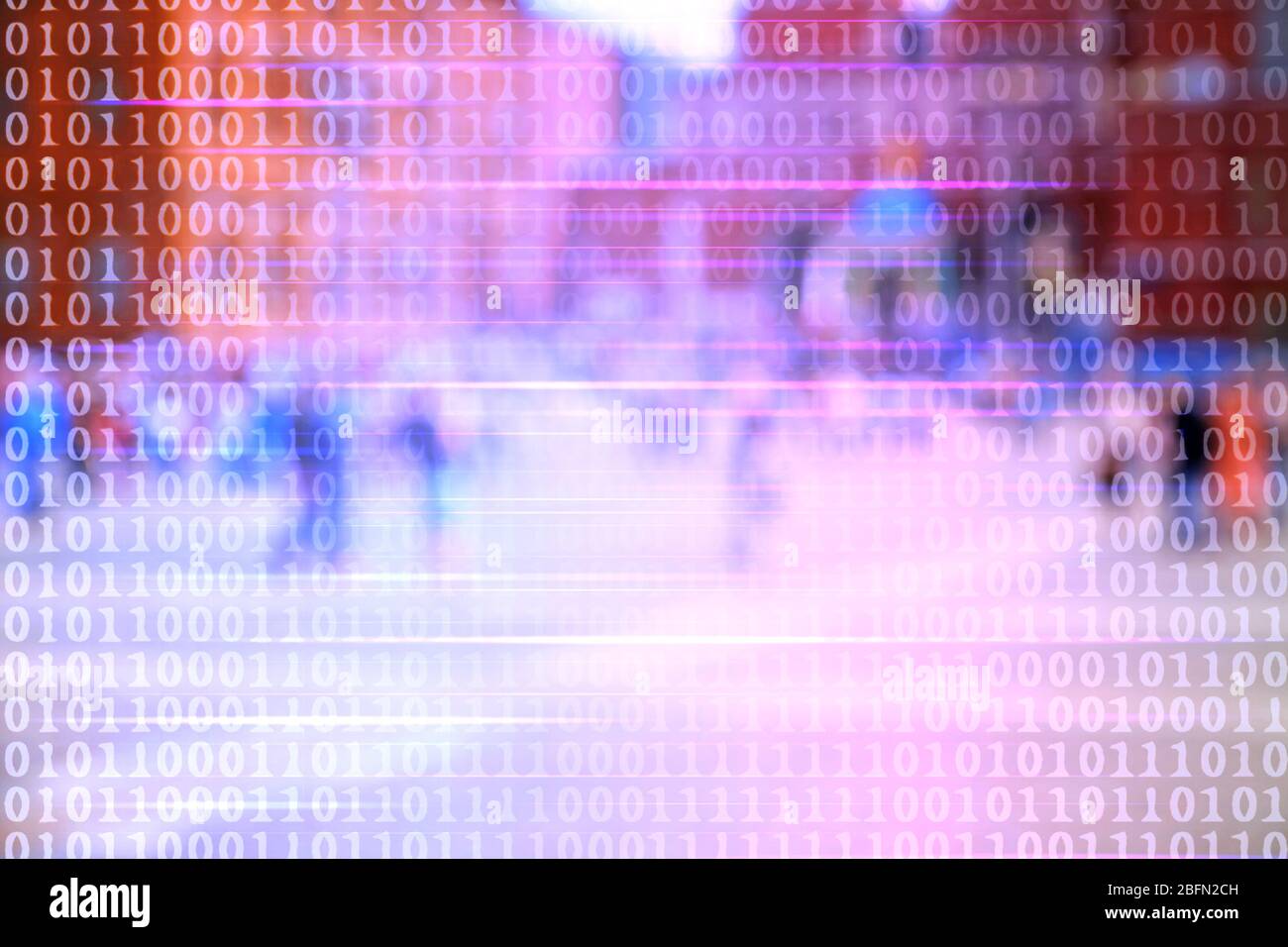 Blur abstract peoples background with binary code. Technology concept ...