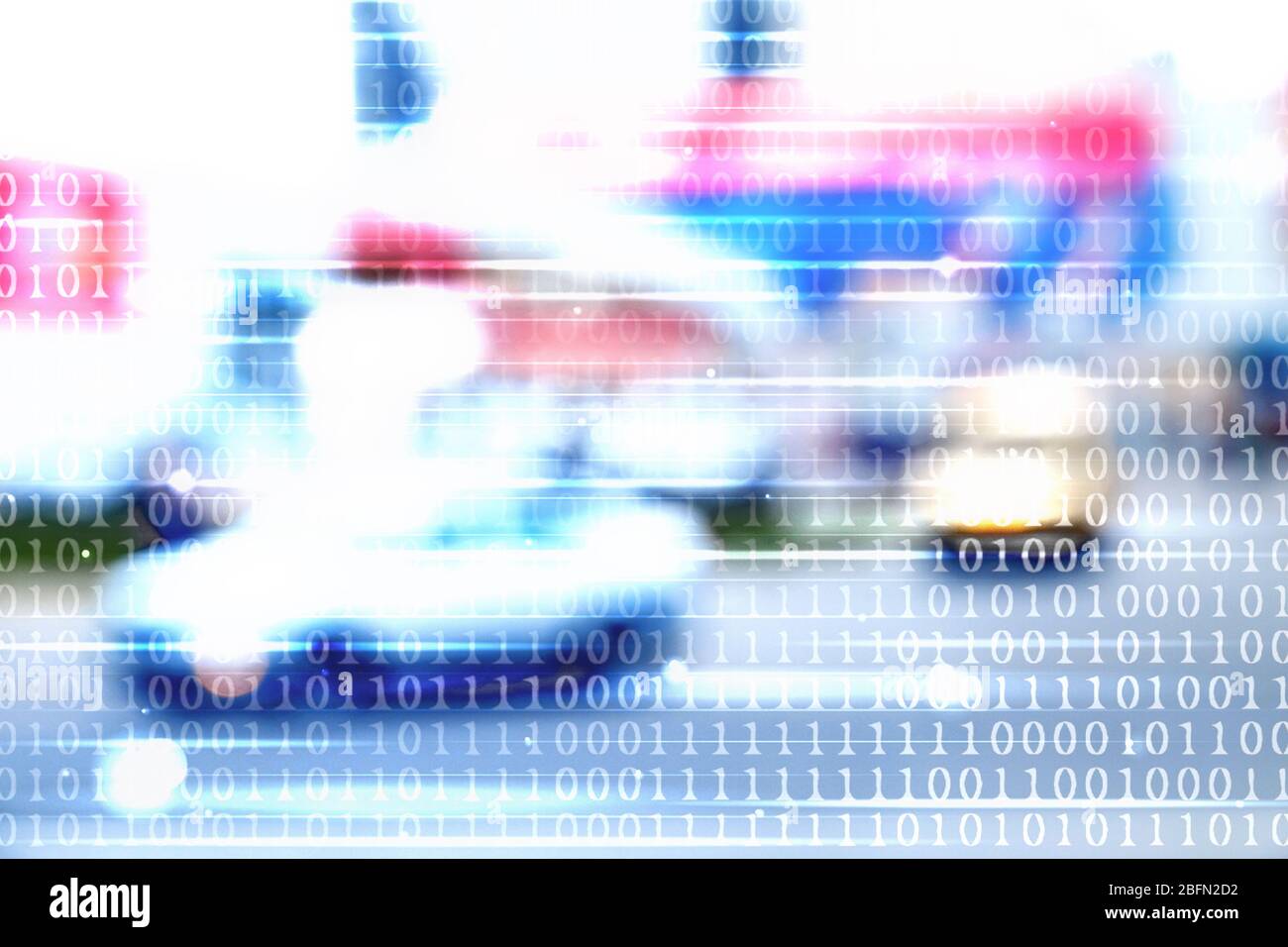 Blur abstract peoples background with binary code. Technology concept ...