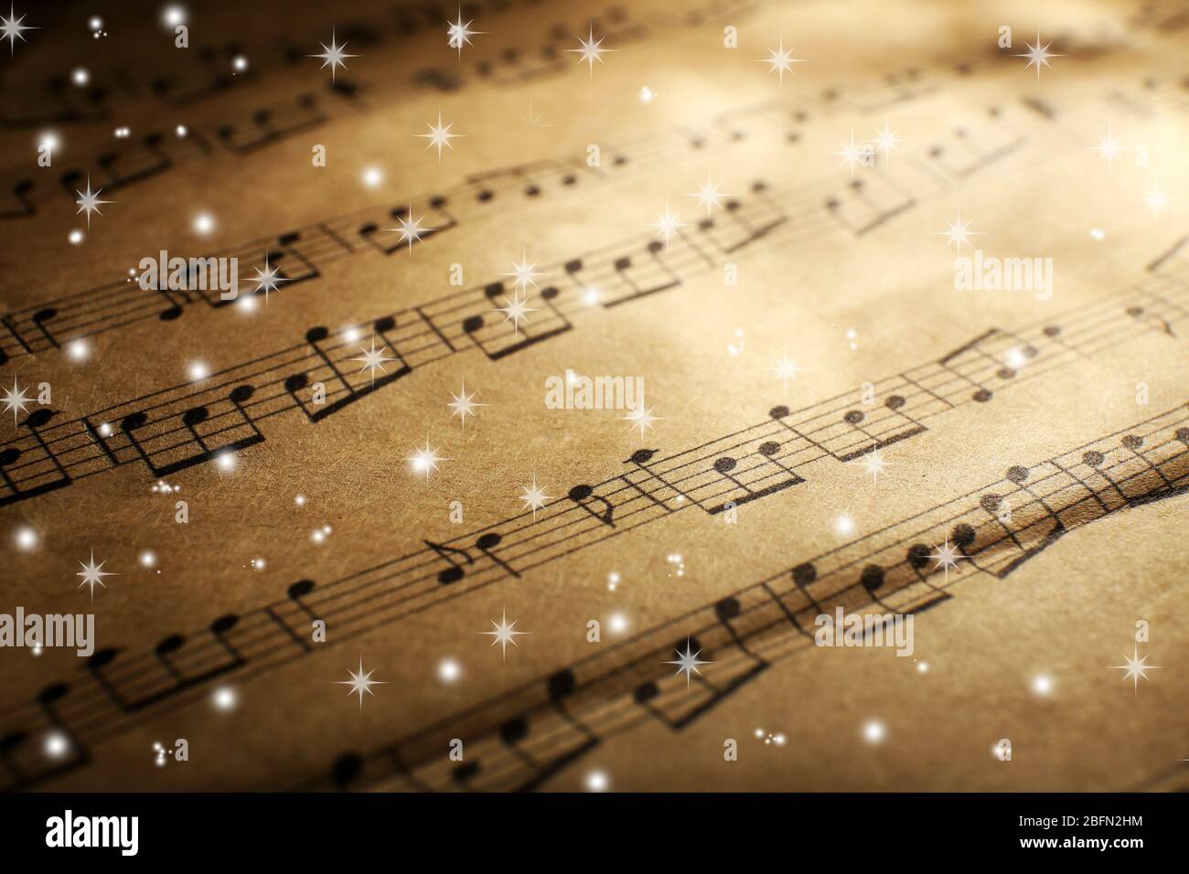Music sheet background with snow effect Stock Photo - Alamy