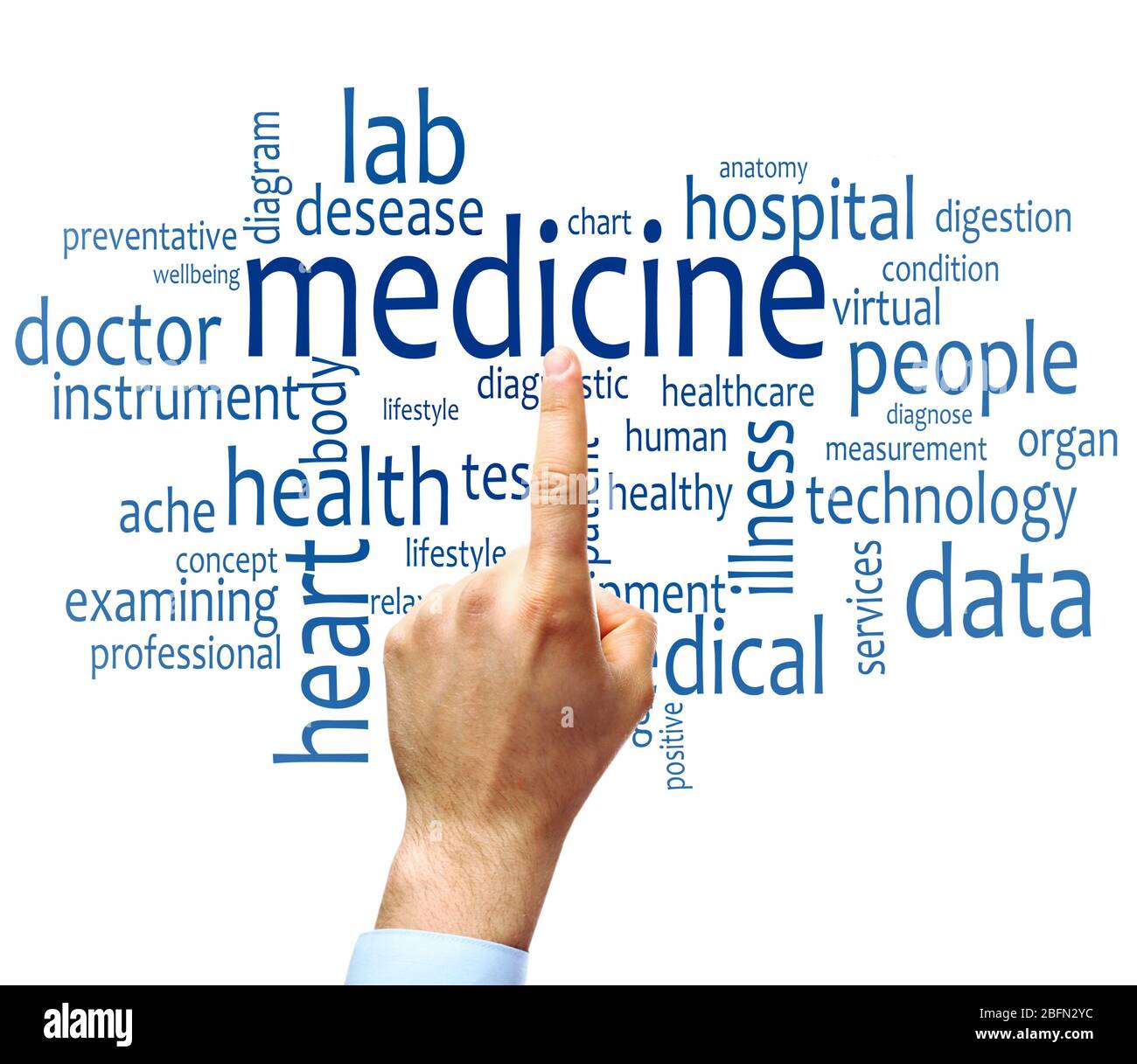 Doctor hand pointing at word cloud. Medical concept Stock Photo - Alamy