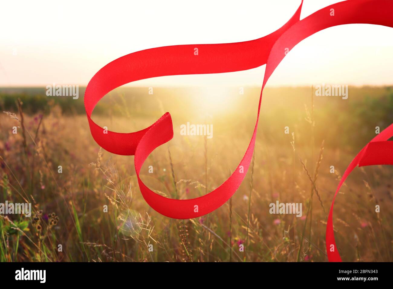 Ribbon shaped as heart on nature background Stock Photo - Alamy