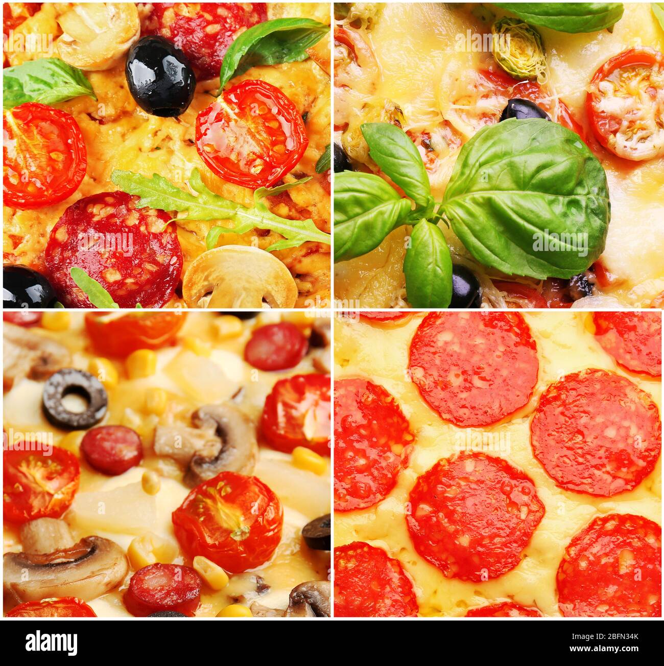Different pizza's closeup in collage Stock Photo - Alamy
