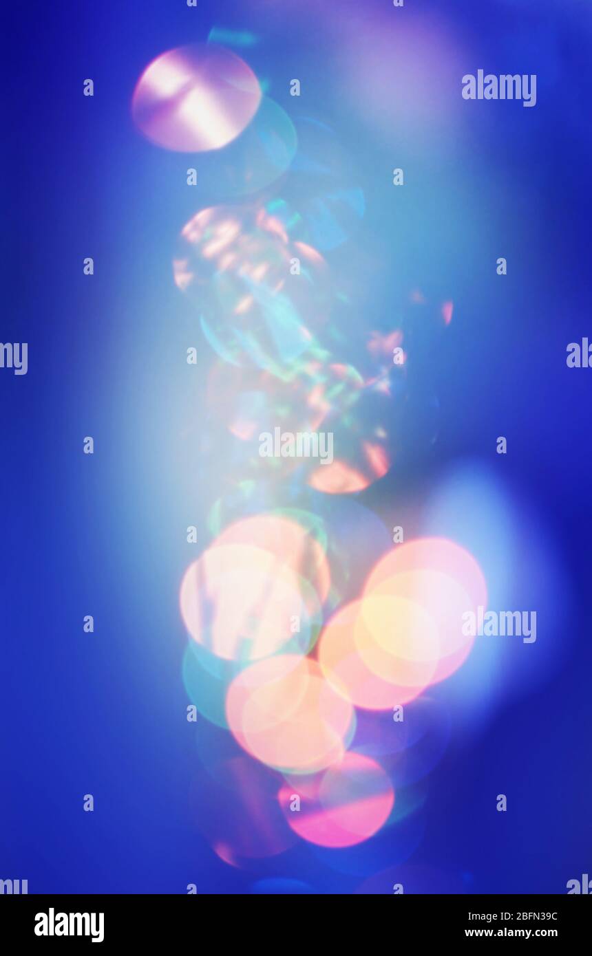 Winter seasonal bokeh background. Blue bokeh light backgrounds. Blue bubble background. Abstract ...