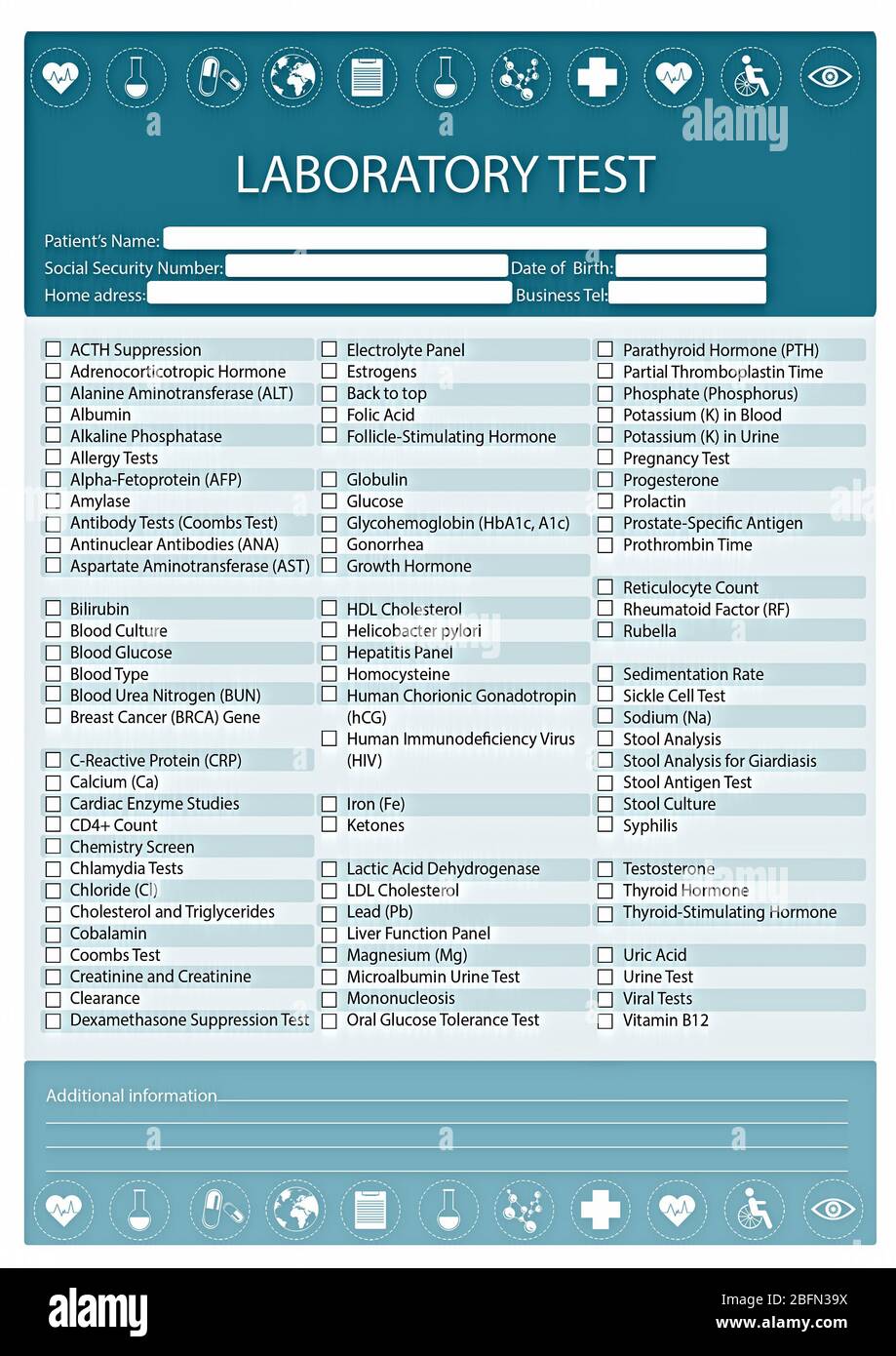 Medical form close-up Stock Photo - Alamy