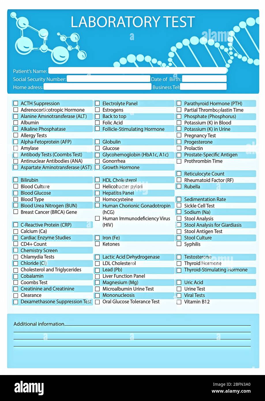 Medical form close-up Stock Photo - Alamy