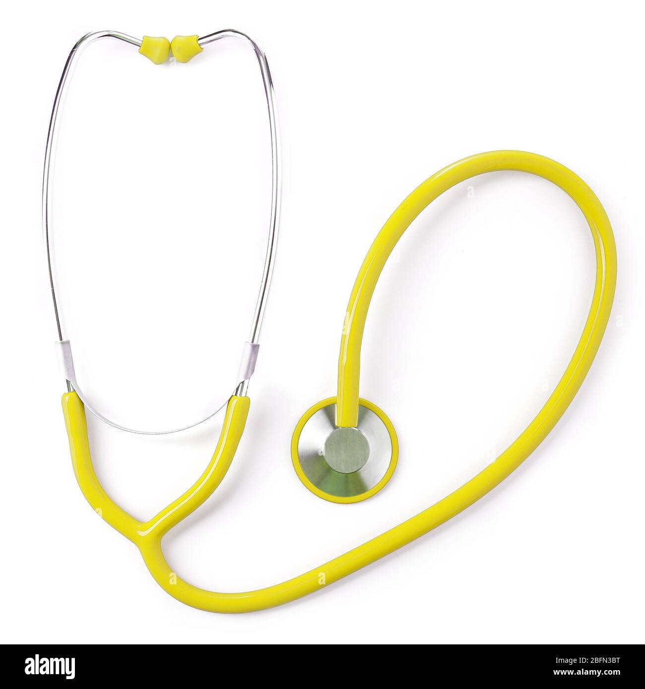 Yellow medical stethoscope isolated on white Stock Photo - Alamy