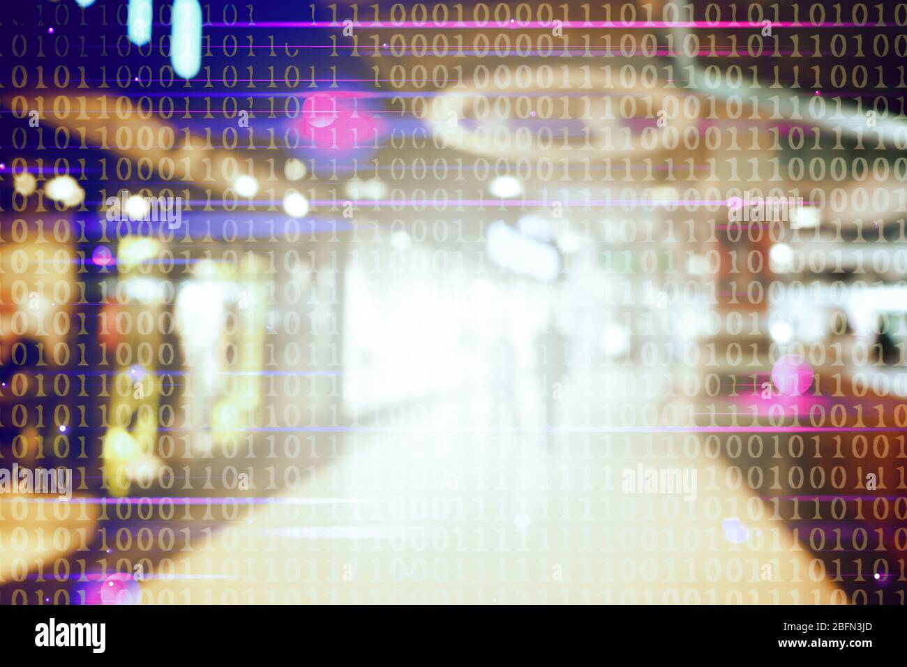 Blur abstract peoples background with binary code. Technology concept ...