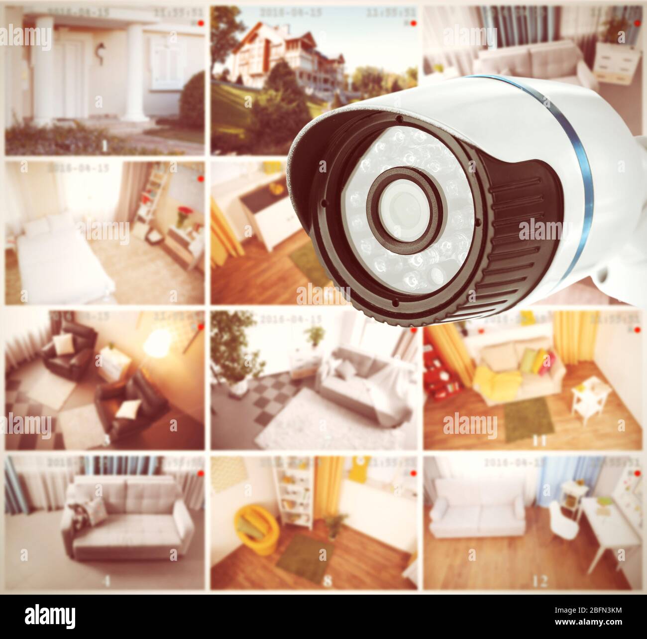 Security CCTV camera in home. Home security system concept Stock Photo ...