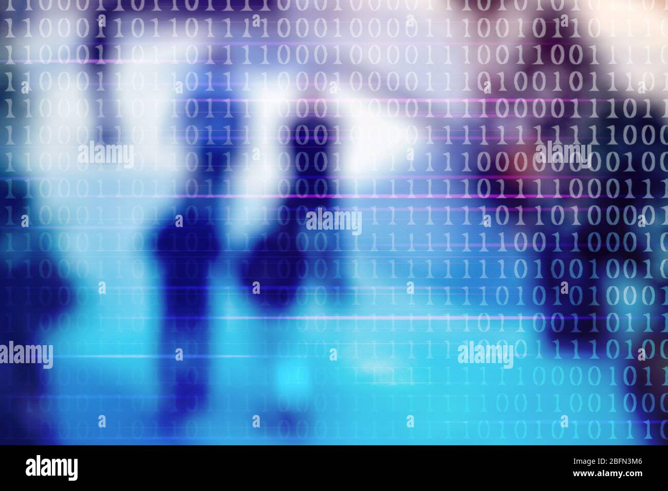 Blur abstract peoples background with binary code. Technology concept ...