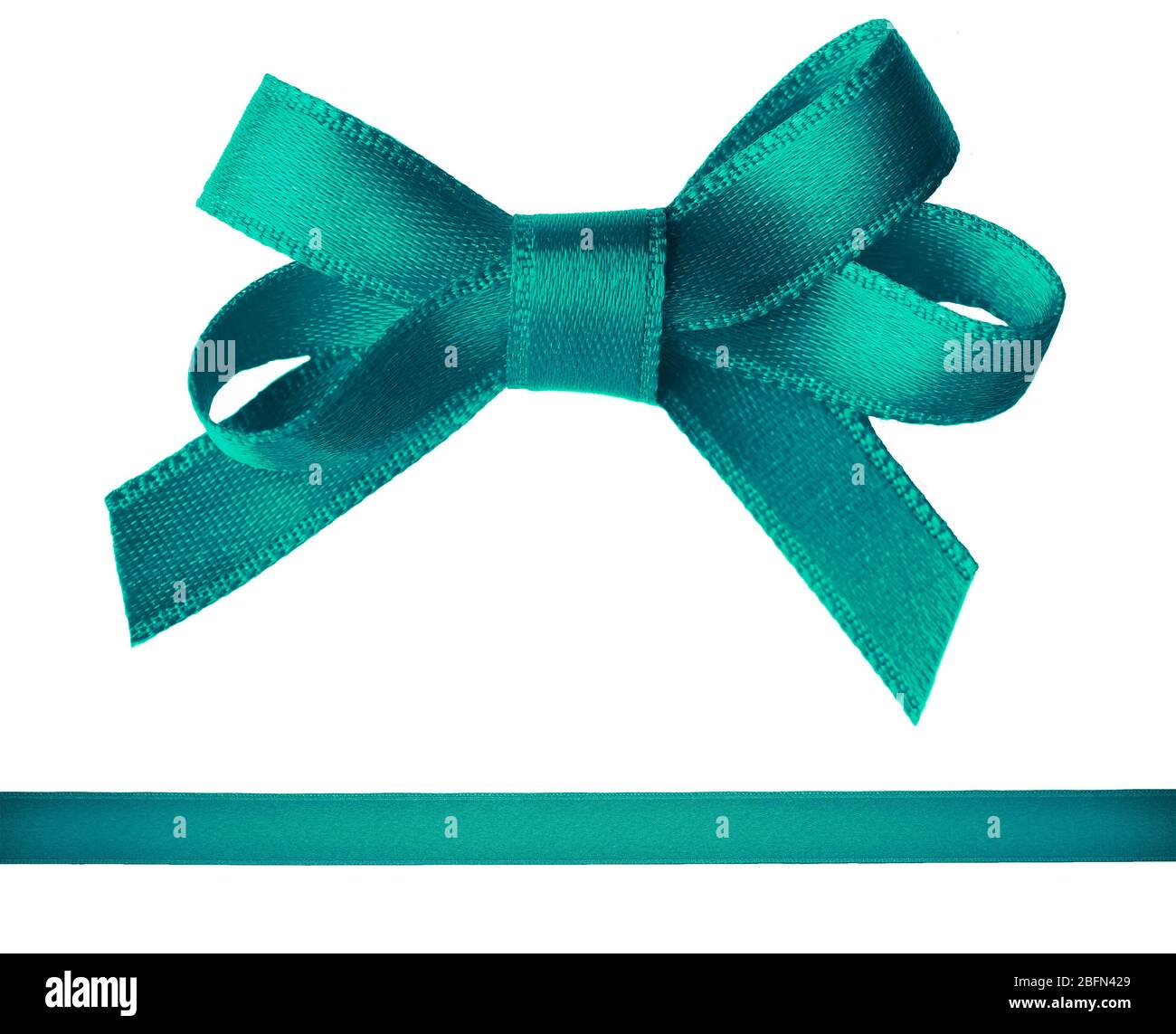 Green satin bow and ribbon isolated on white Stock Photo - Alamy
