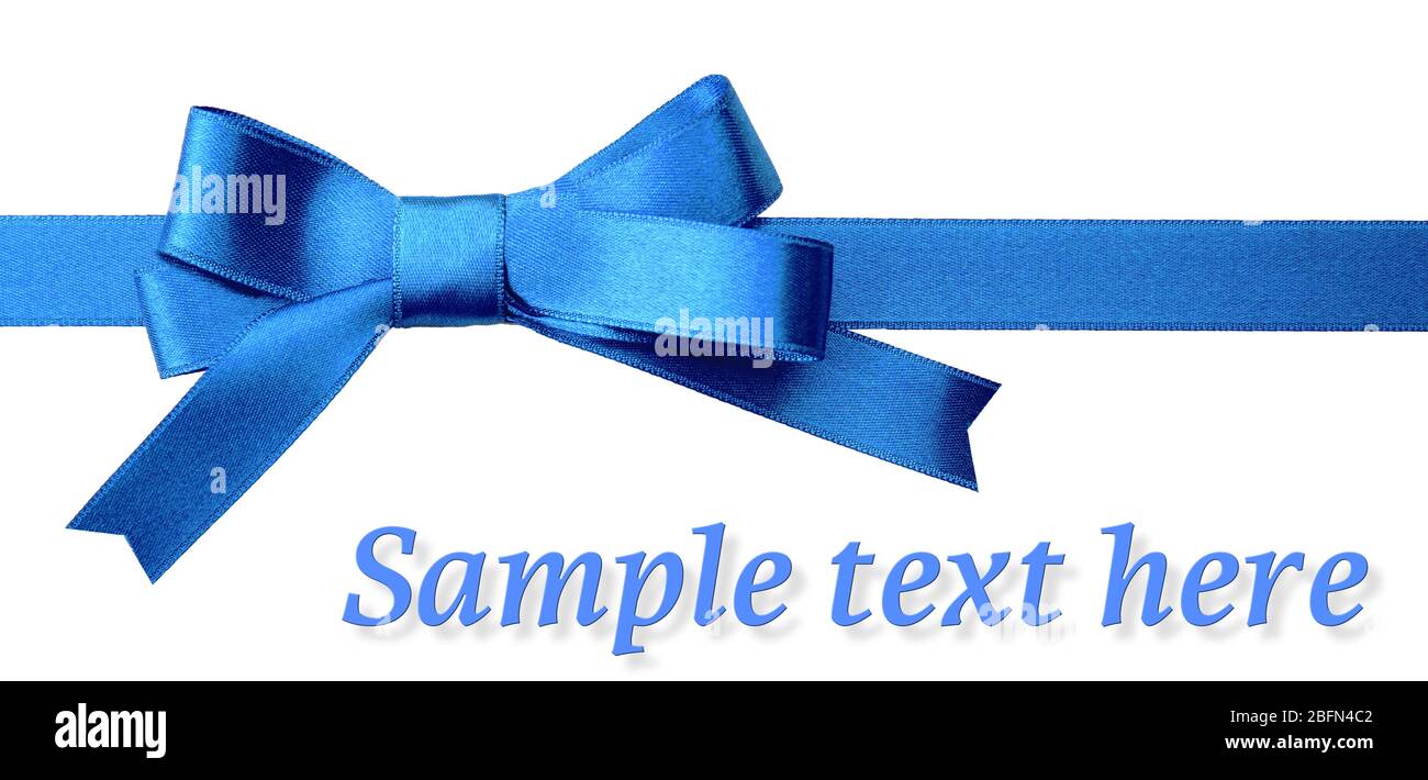 Blue ribbon bow isolated on white Stock Photo - Alamy