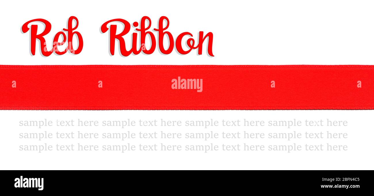 One red horizontal ribbon, isolated on white Stock Photo - Alamy