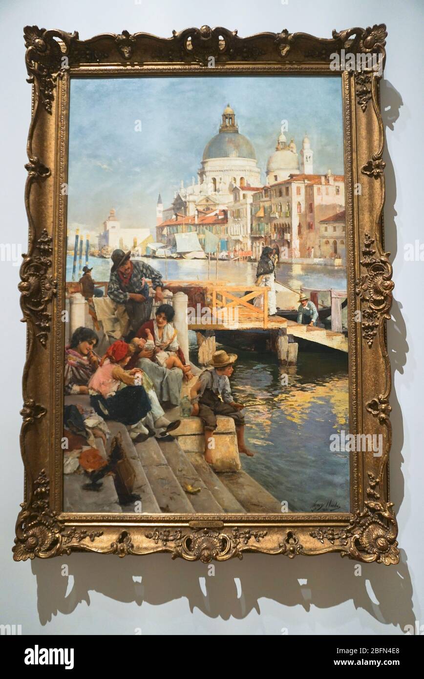 Oil painting, "My Ferry" by painter Henry Woods of the River Mersey ...