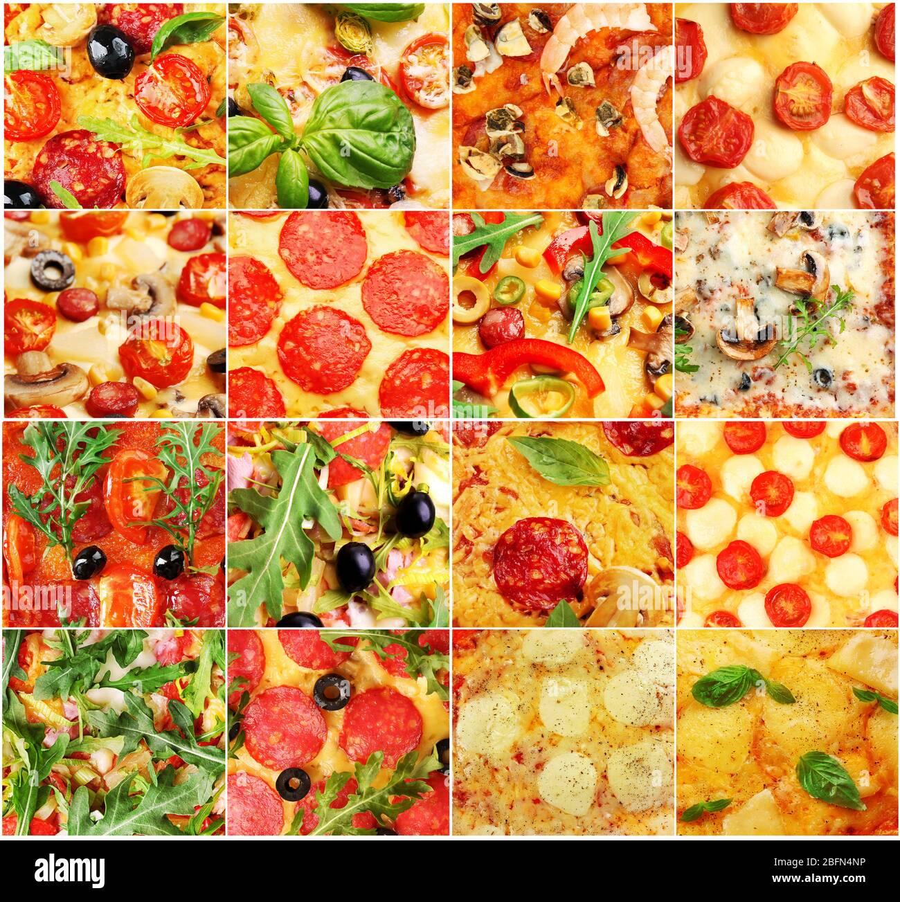 Different pizza's closeup in collage Stock Photo - Alamy