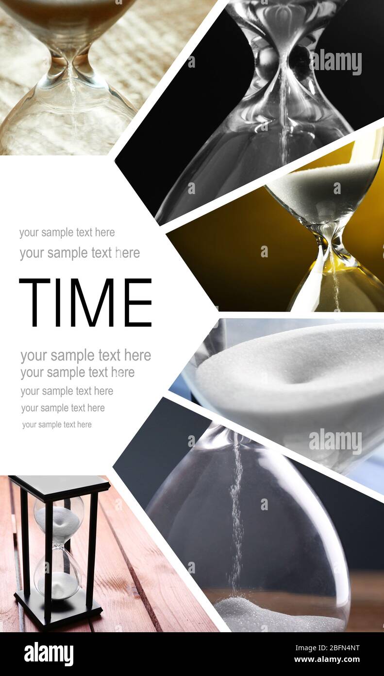 Collage of different hourglasses Stock Photo - Alamy