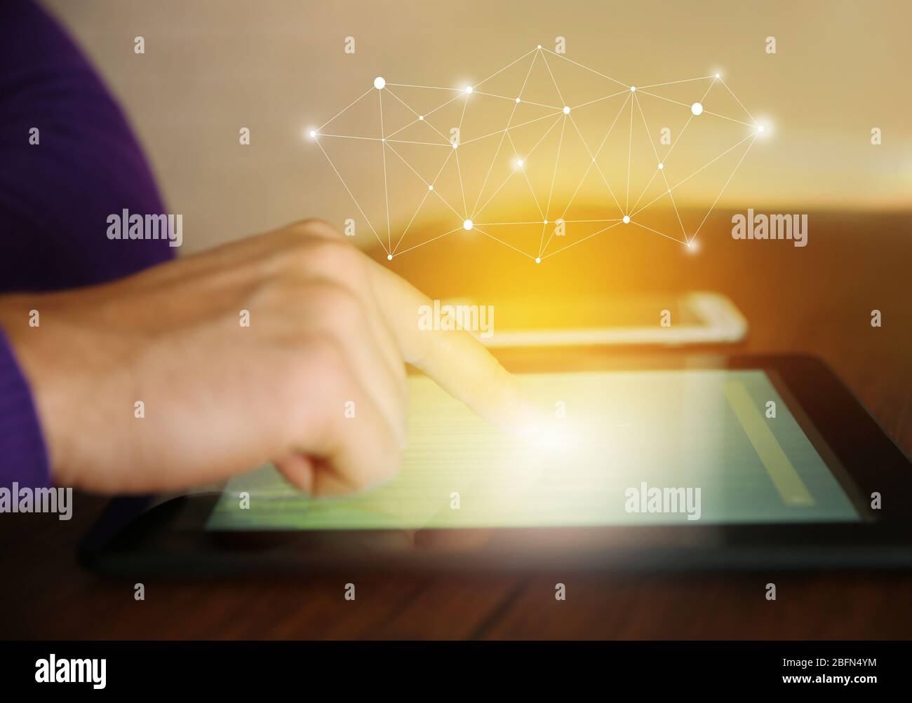 Man using tablet close-up Stock Photo - Alamy