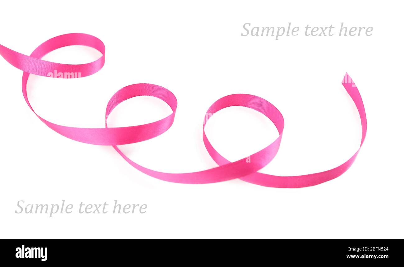 Pink curly ribbon isolated on white Stock Photo - Alamy