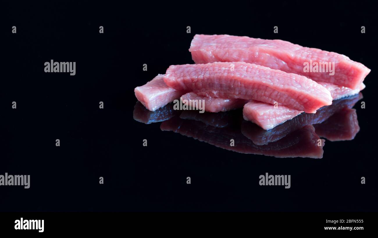 Pieces of raw meat. Ingredients for cooking. Lamb, pork, beef, lamb ...