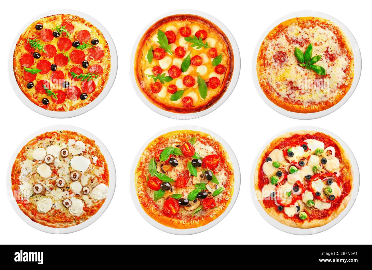 Different italian pizzas fresh Cut Out Stock Images & Pictures - Alamy