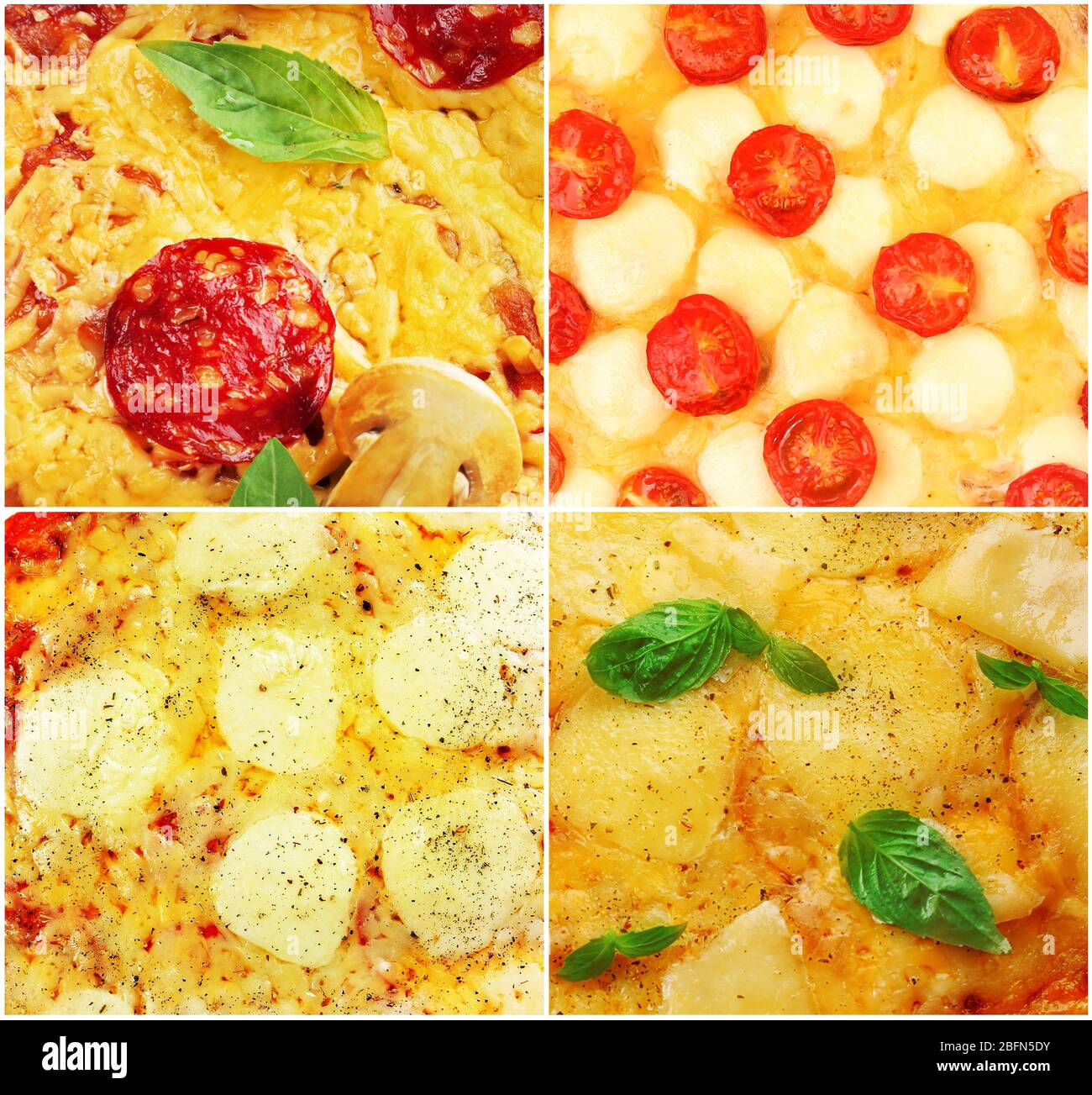 Different pizza's closeup in collage Stock Photo - Alamy