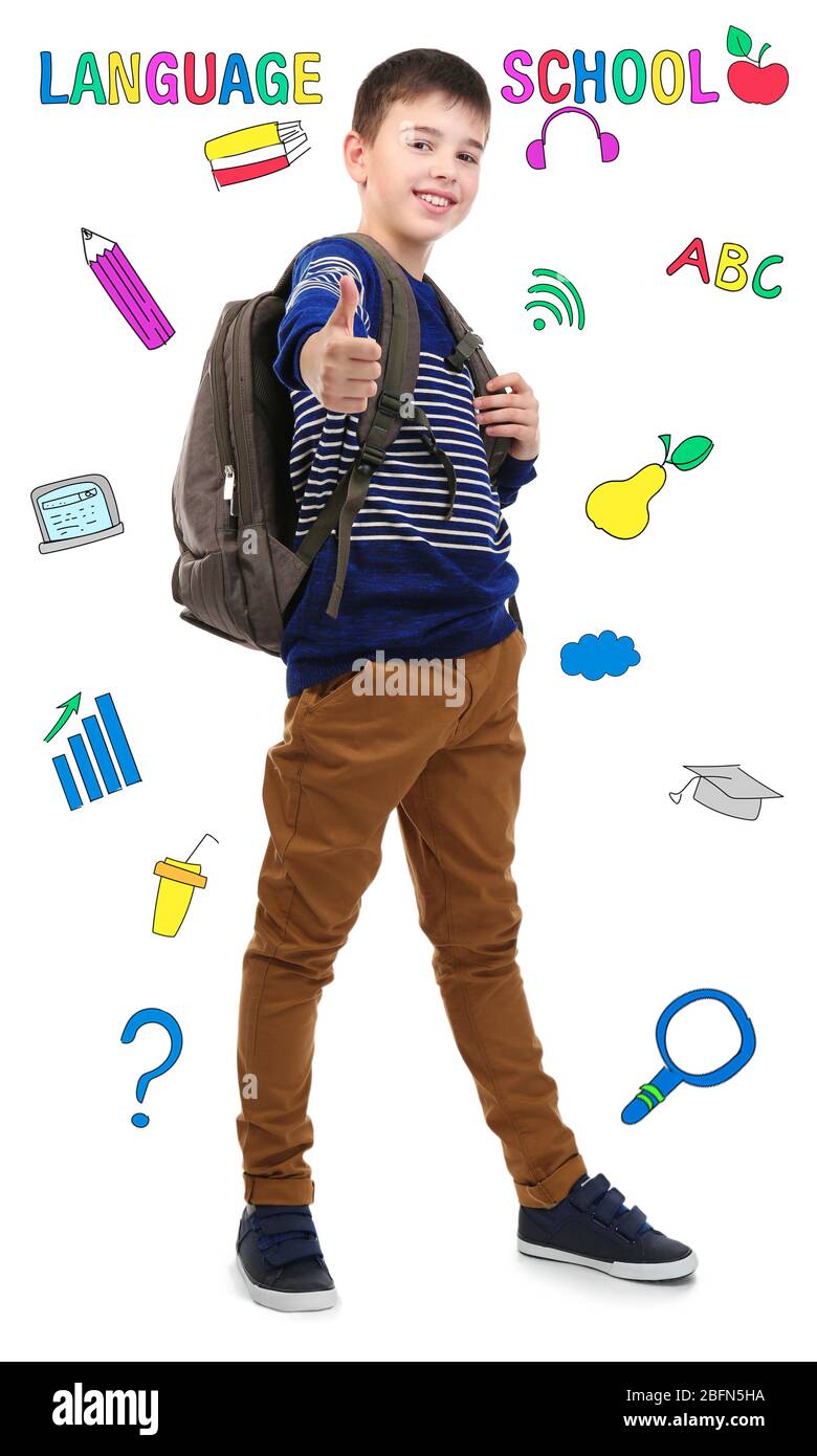 English child with school bag hi-res stock photography and images - Alamy