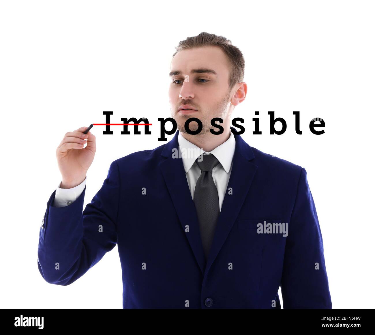 Human hand turning word impossible into possible Stock Photo - Alamy