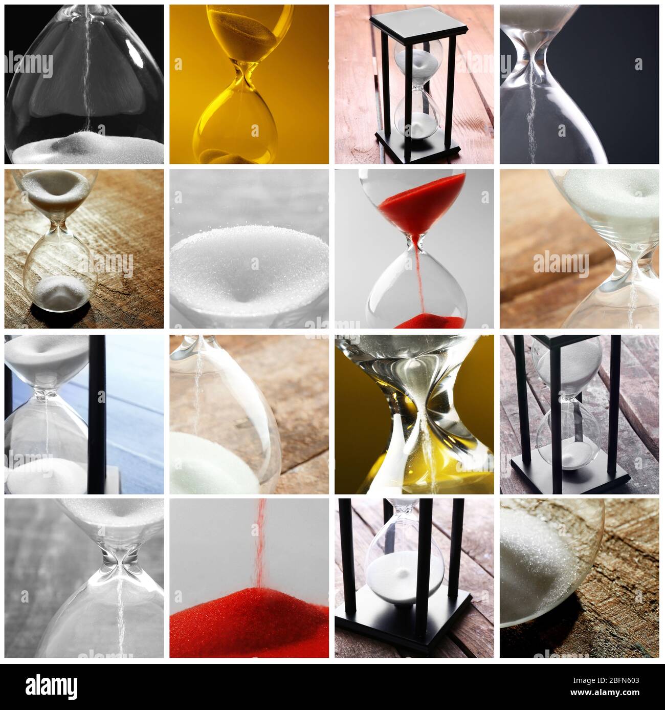 Hour glass sand falling passing Cut Out Stock Images & Pictures - Alamy