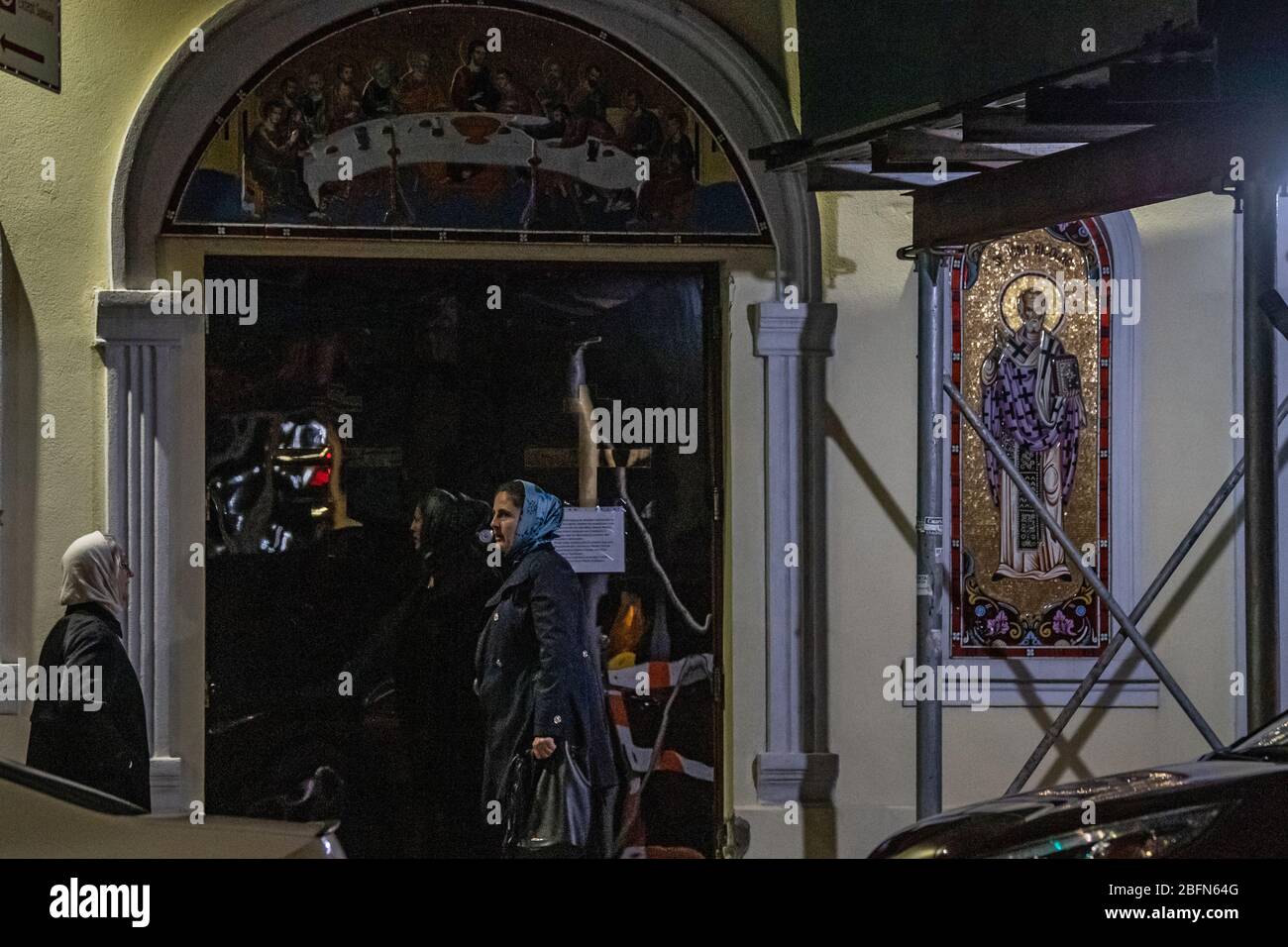 NEW YORK, NEW YORK - APRIL 18, 2020: Orthodox Christian followers ...