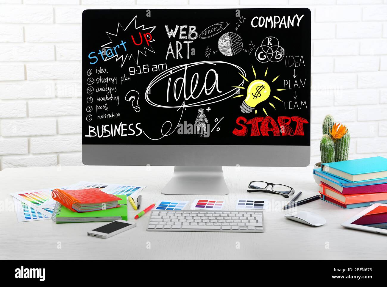 Working place of designer. Start up concept Stock Photo - Alamy