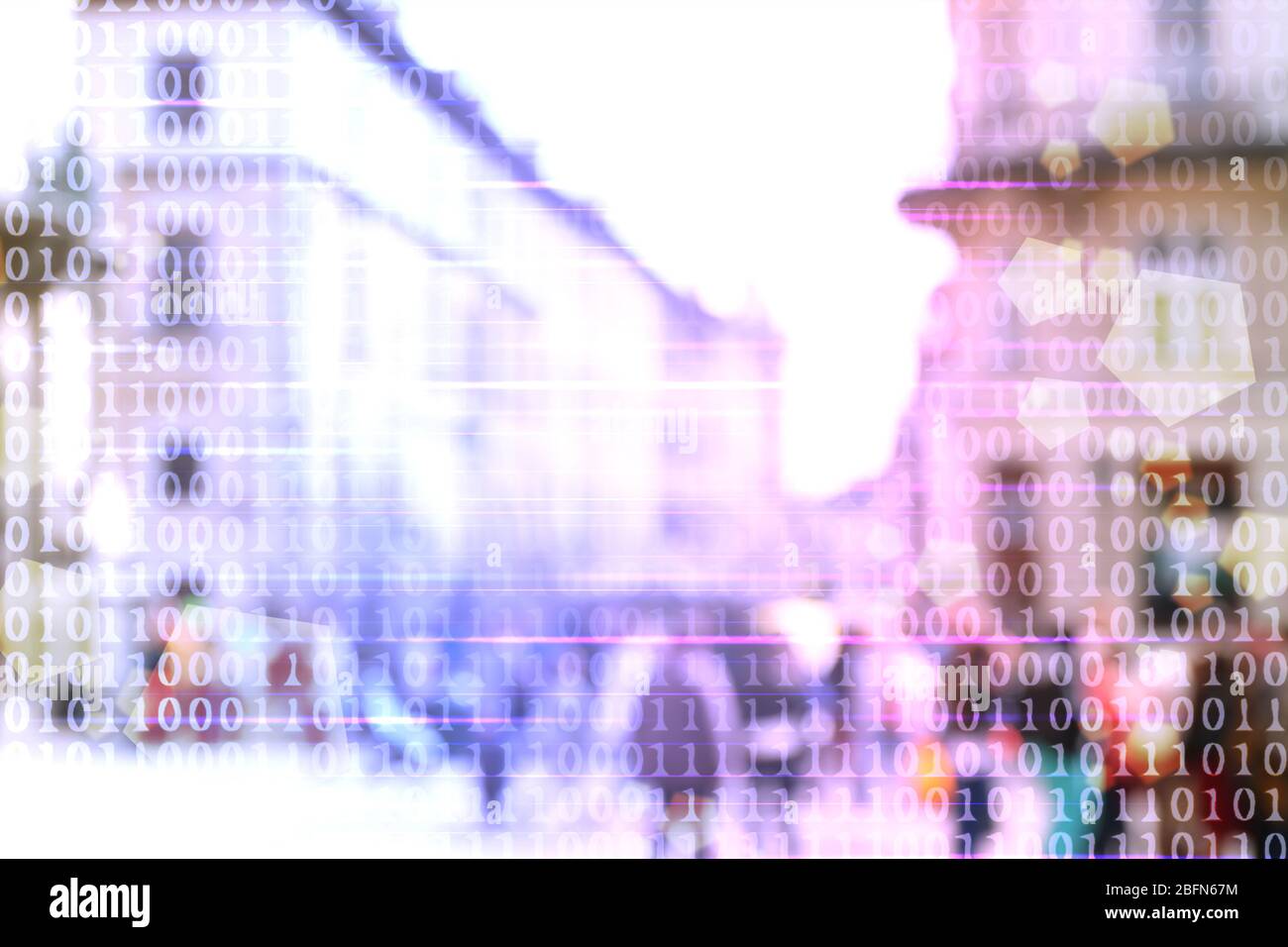 Blur abstract peoples background with binary code. Technology concept ...