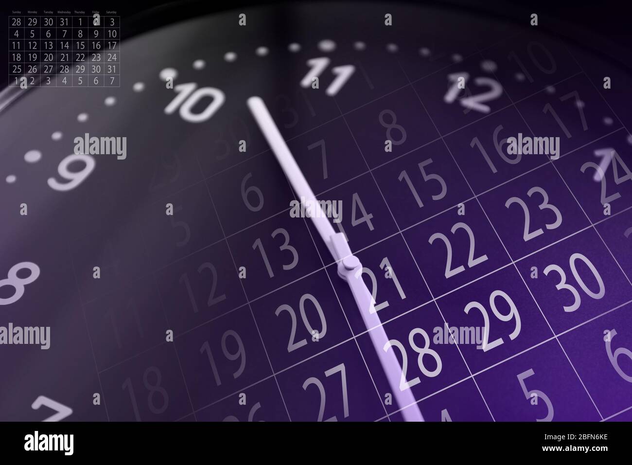 Time is running up concept. Clock face and calendar background Stock ...