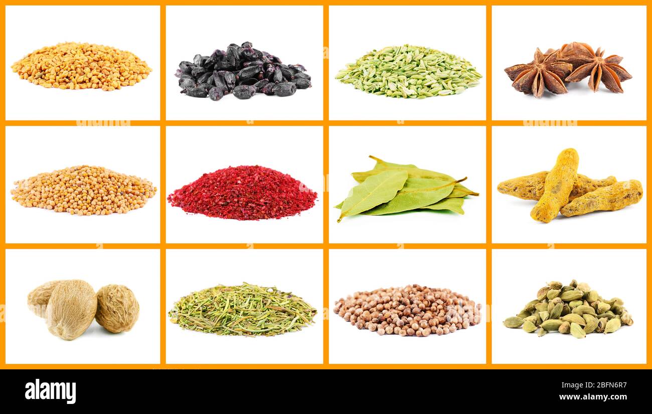 Set of different spices, isolated on white Stock Photo - Alamy
