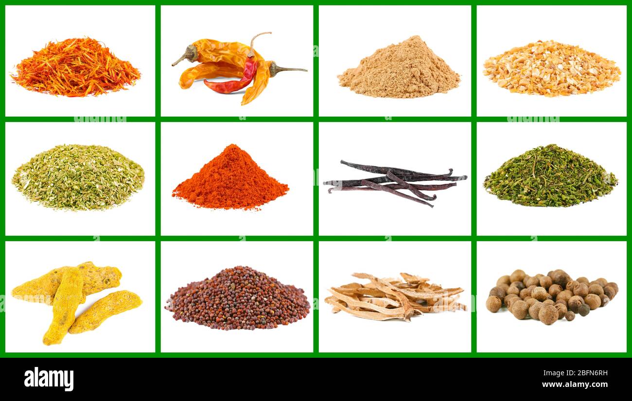 Set of different spices, isolated on white Stock Photo - Alamy