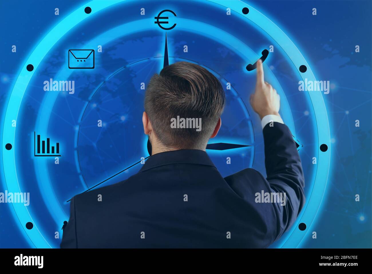 Businessman Back View Hand Touch High Resolution Stock Photography and ...