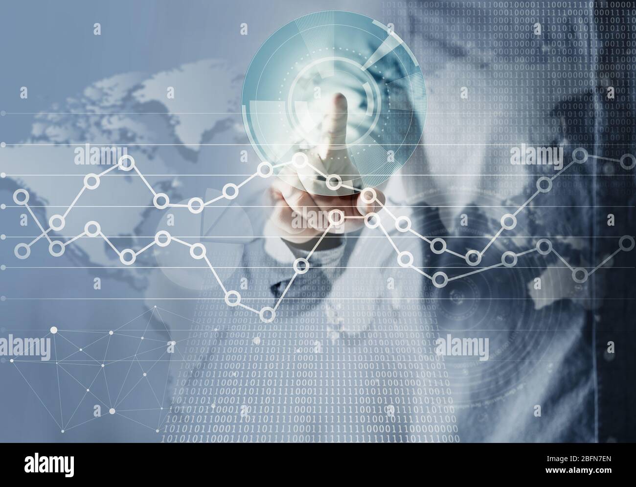 Financial analysis with charts. Concept of modern business technology ...