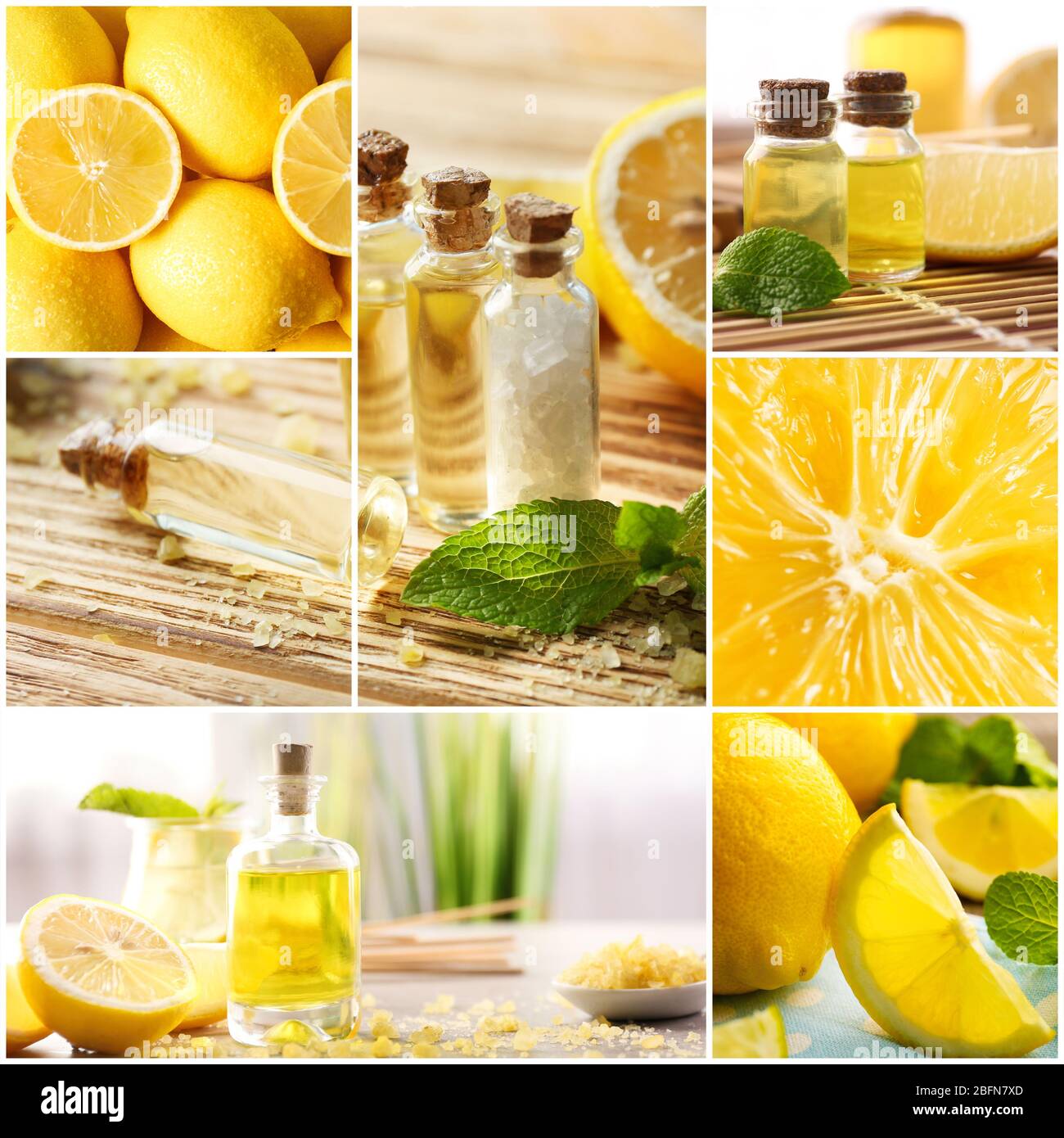 Collage of lemon spa. Beauty treatment concept Stock Photo - Alamy