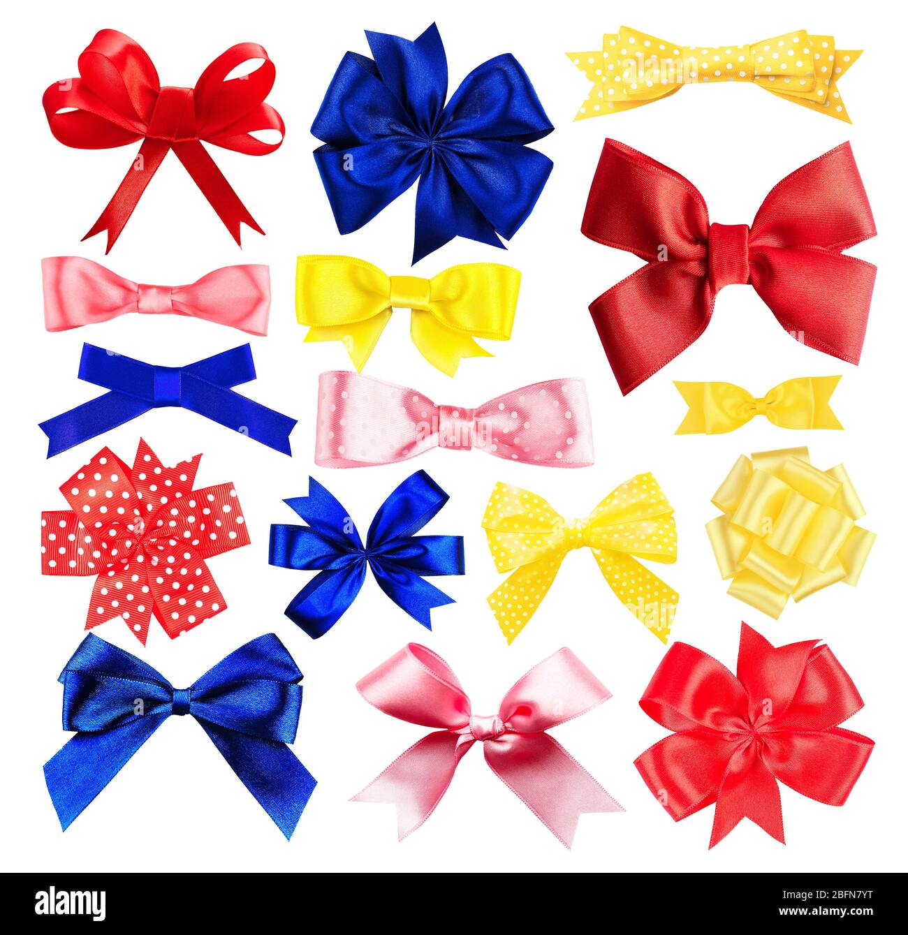 Set of colorful festive bows on white background Stock Photo - Alamy