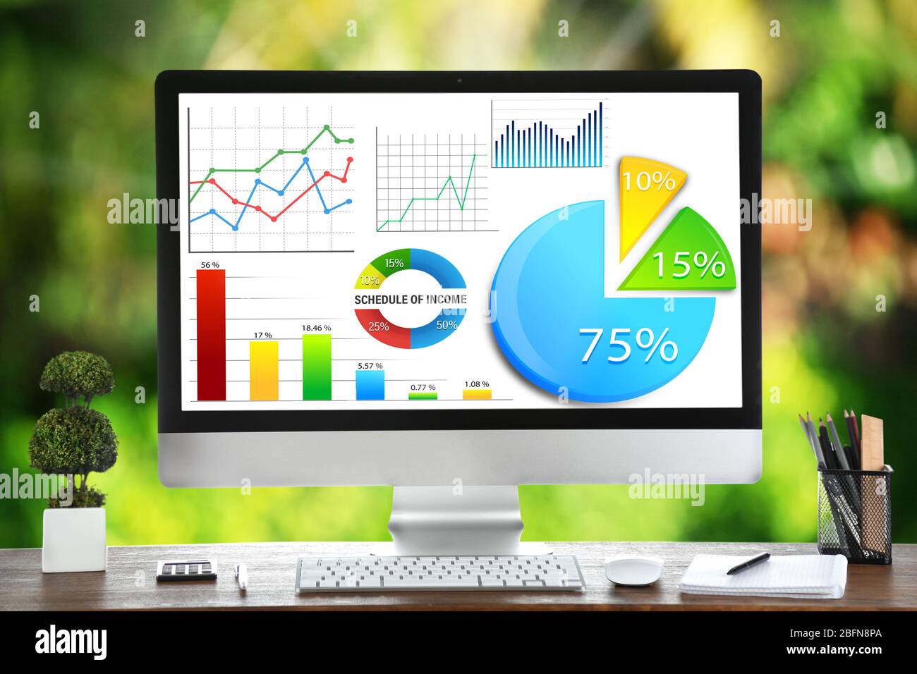 Business presentation on monitor screen, closeup Stock Photo - Alamy