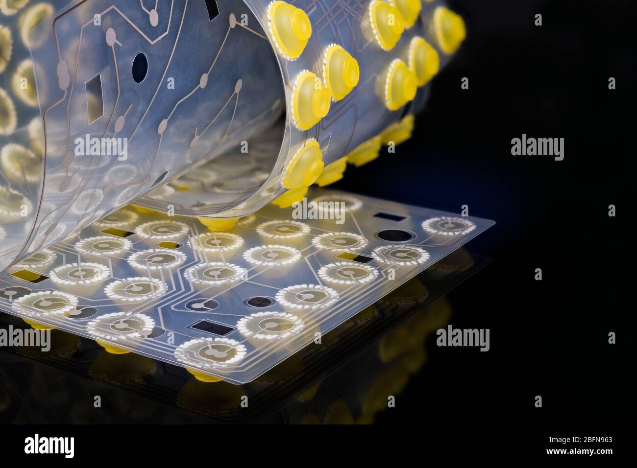 Electronic flex circuit board on inside keybord membrane. Silicone ...