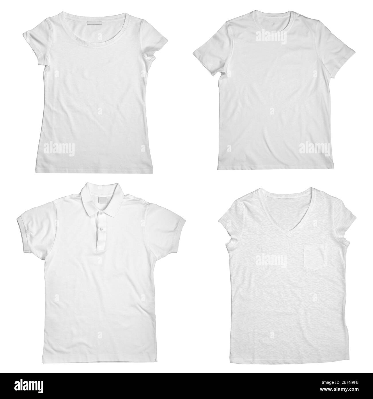 Collection of t-shirts on white background Stock Photo - Alamy