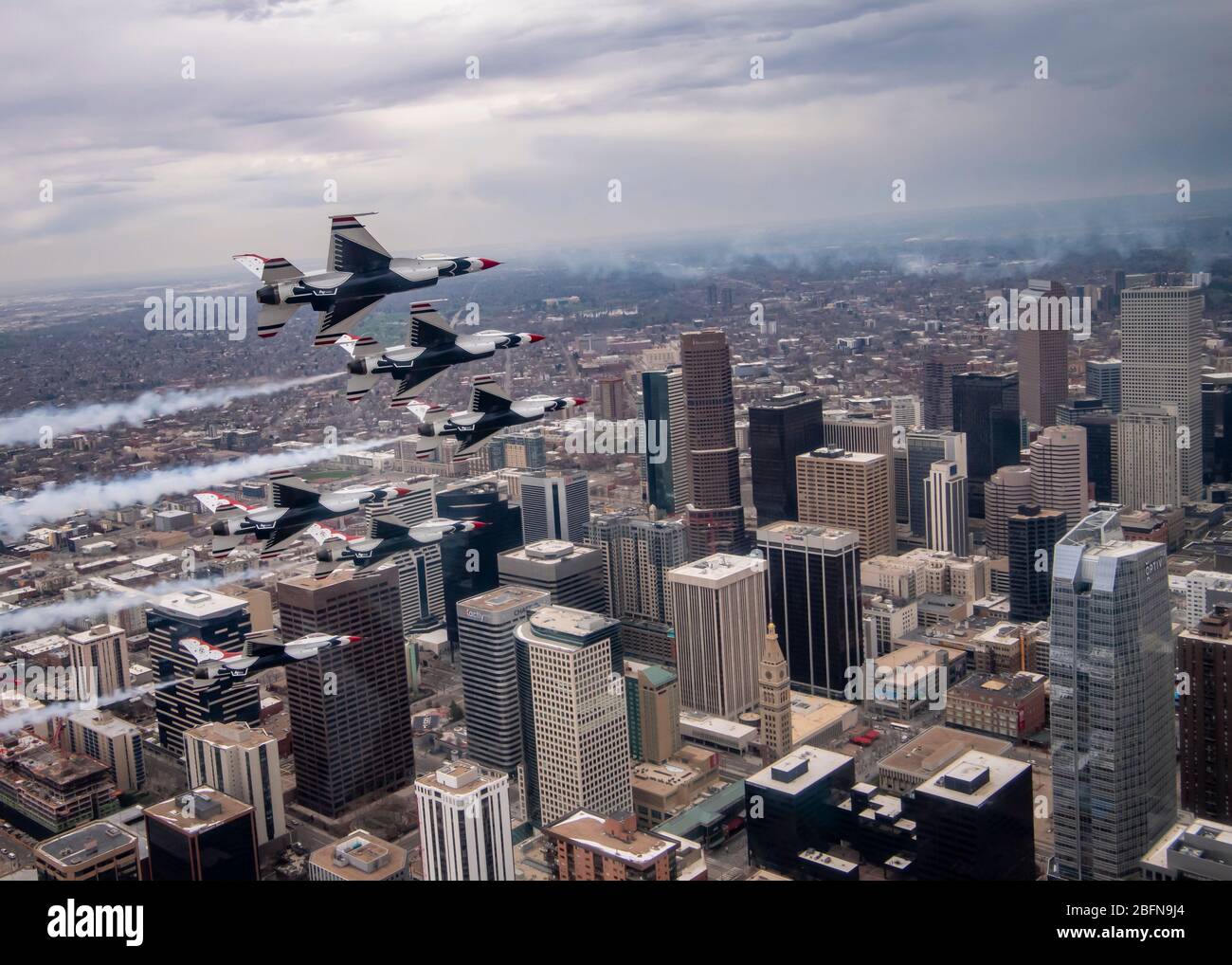 The U.S. Air Force Air Demonstration Squadron, Thunderbirds, fly over ...