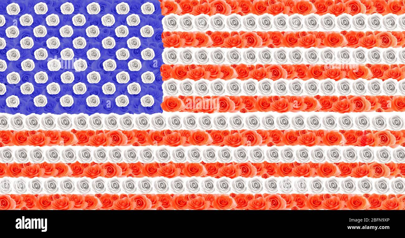 Floral design of USA flag made of roses Stock Photo - Alamy