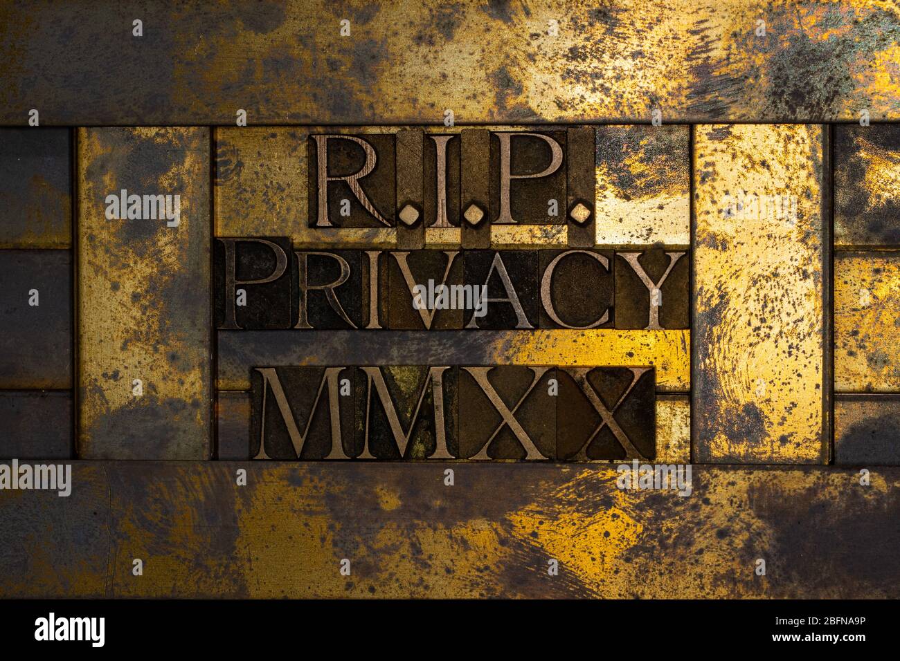Photo of real authentic typeset numbers forming Rest In Peace Privacy ...