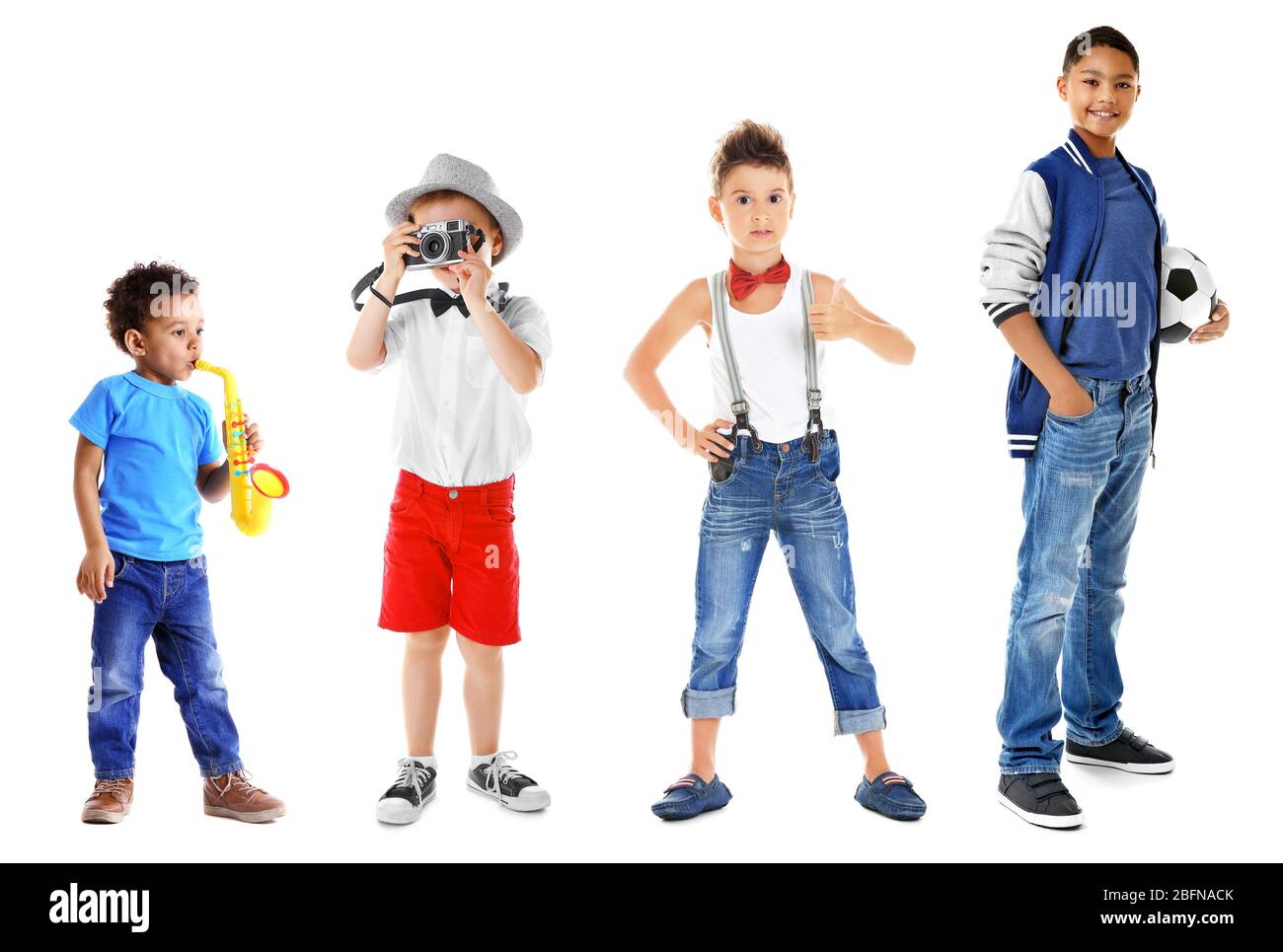 Collage of cute children on white background Stock Photo - Alamy
