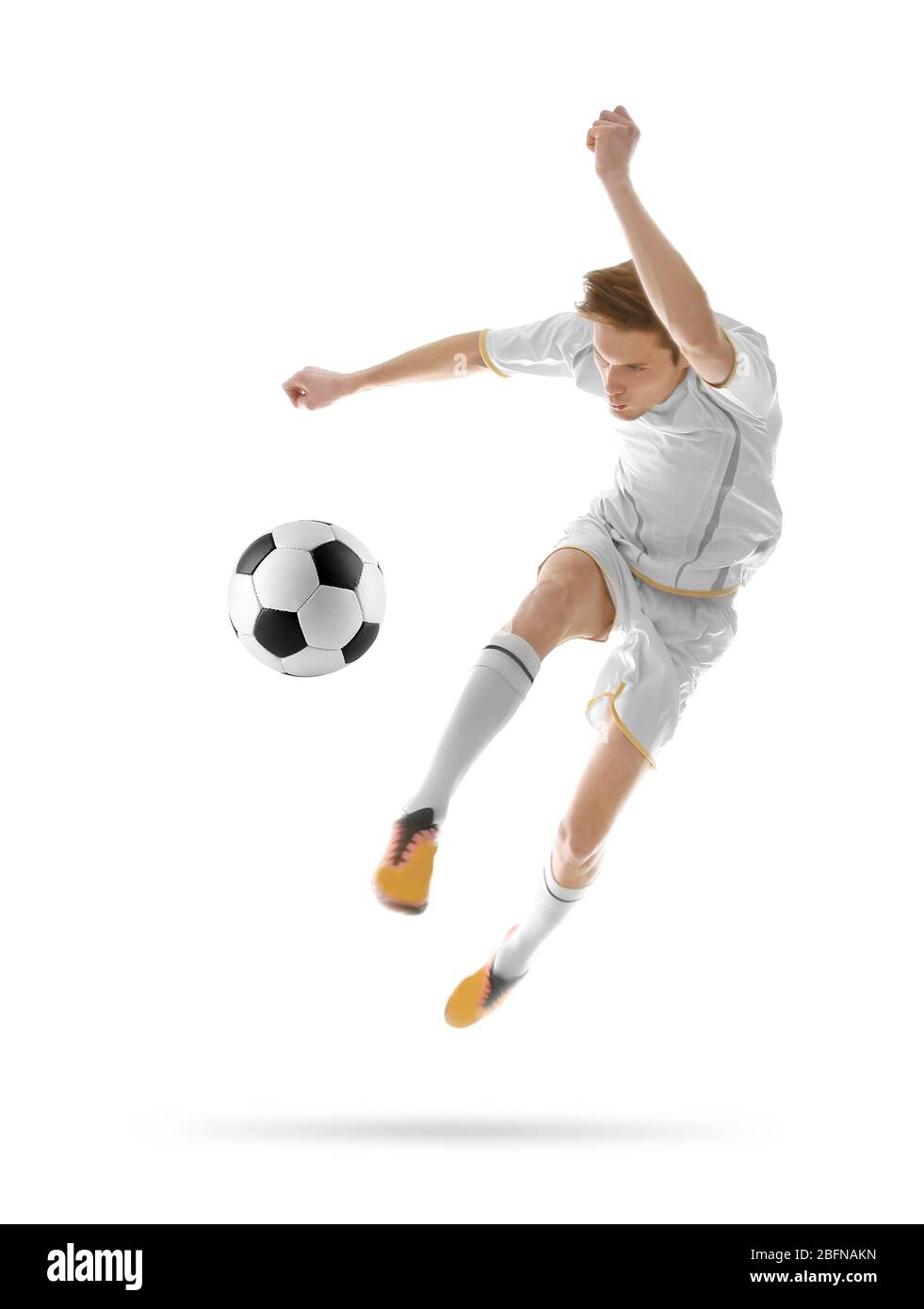 Professional football player on white background Stock Photo - Alamy