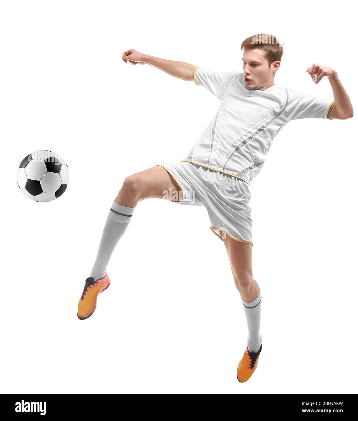Professional football player on white background Stock Photo - Alamy