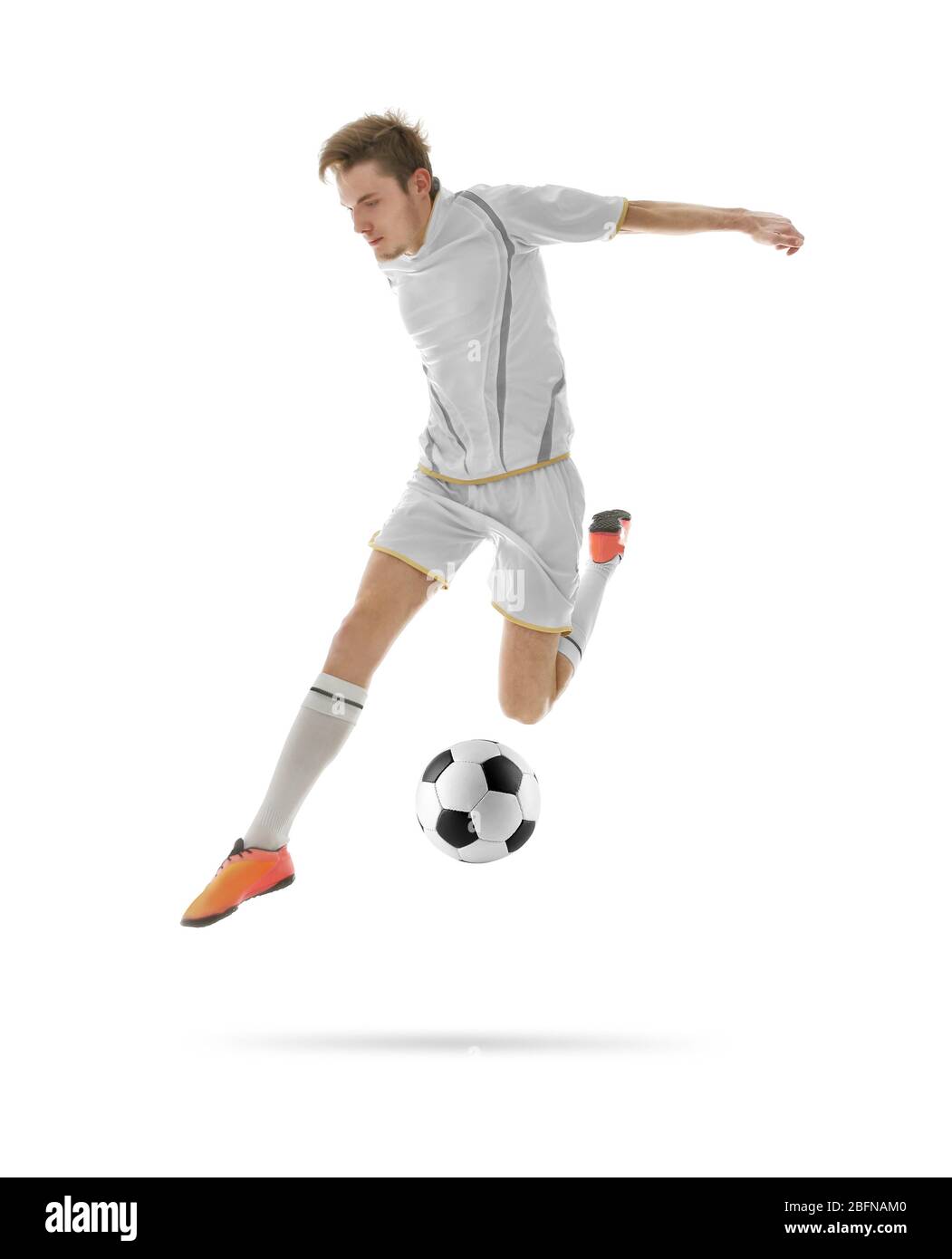 Professional football player on white background Stock Photo - Alamy