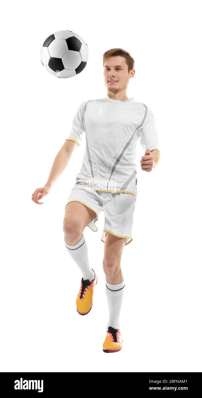 Professional football player on white background Stock Photo - Alamy