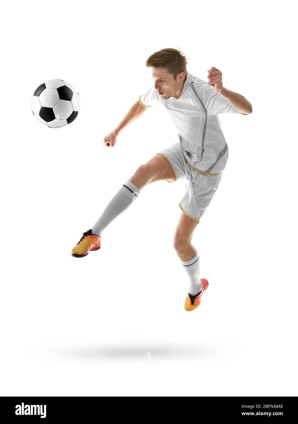 Professional football player on white background Stock Photo - Alamy